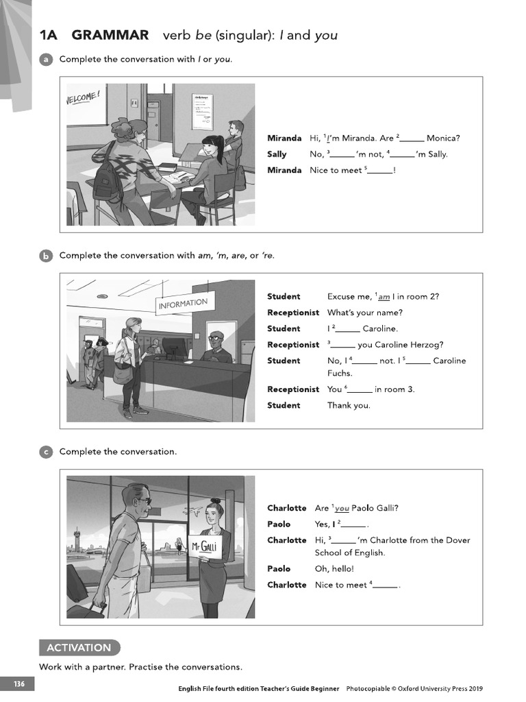 1A Grammar Verb Be (Singular) I and You | PDF