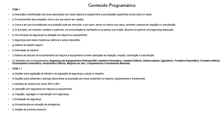 NR 12 Conteúdo Programático | PDF