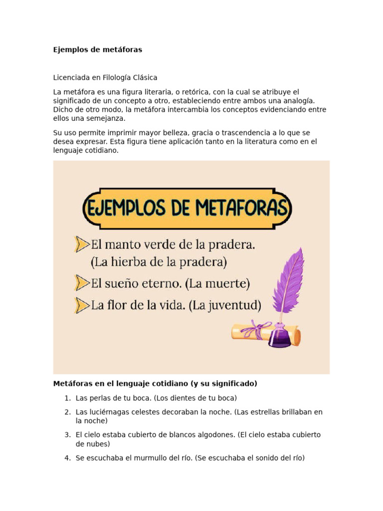 Metáforas | PDF | Metáfora