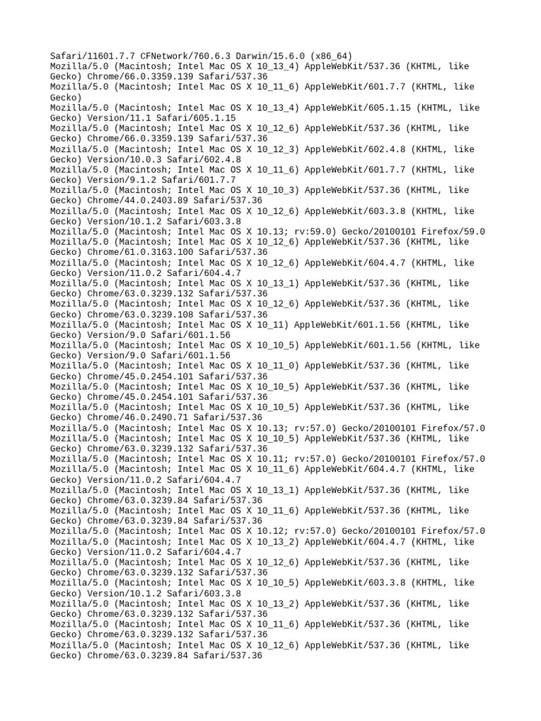 Useragent Desktop | PDF | Safari (Web Browser) | Mac Os