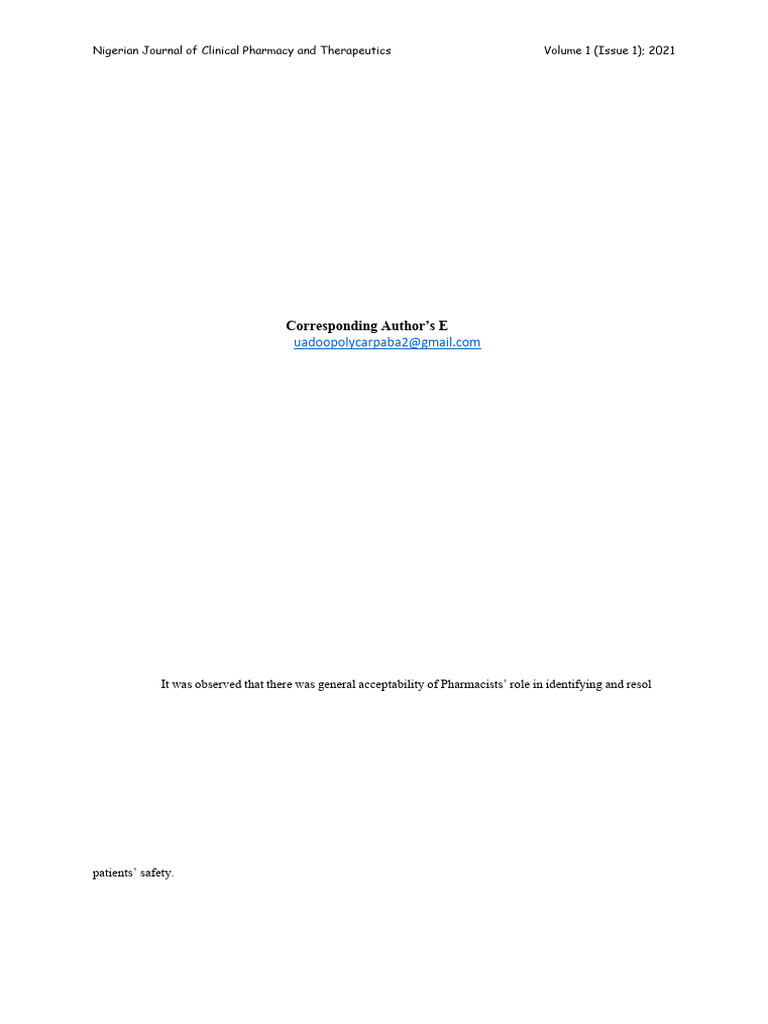 Drug Therapy Problems in General Internal Medicine Pharmacists ...