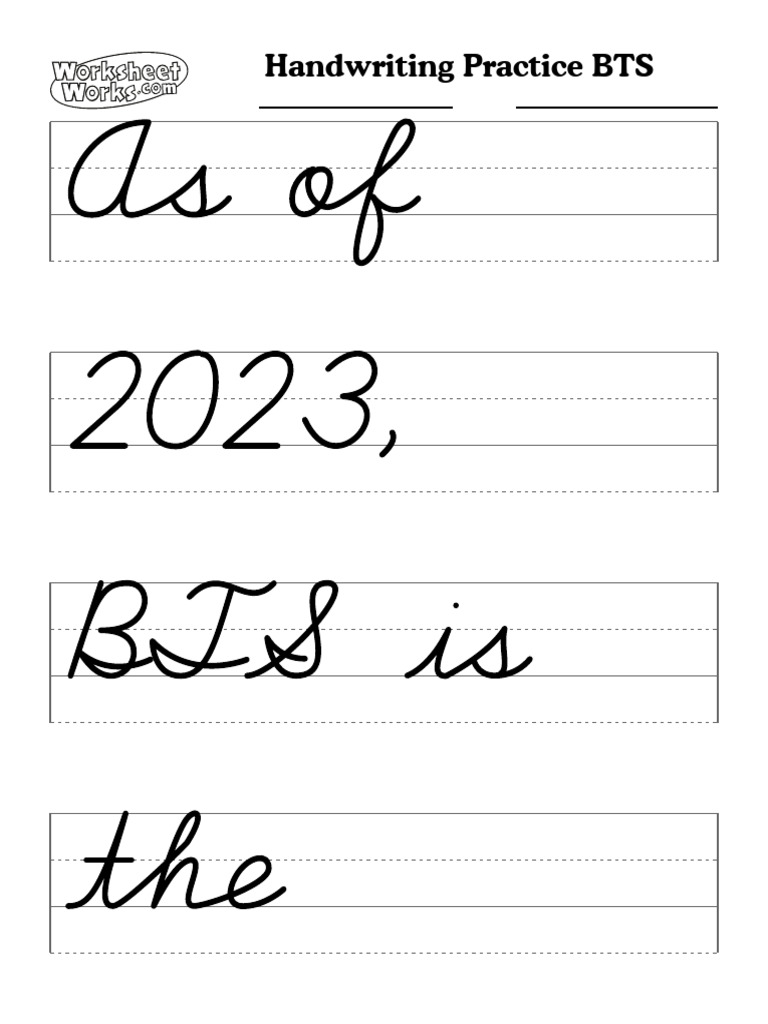 Worksheet Handwriting Practice BTS | PDF