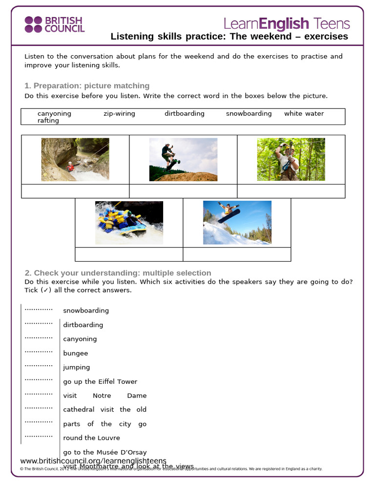 The Weekend - Exercises 0 | PDF