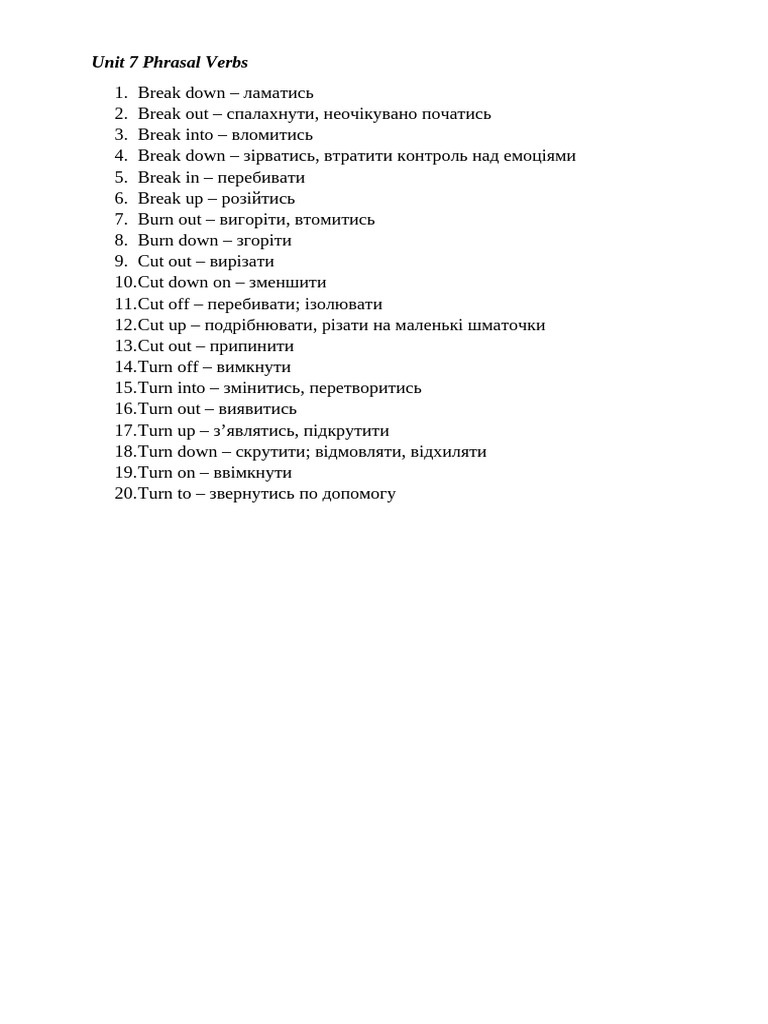 Unit 7 Phrasal Verbs | PDF