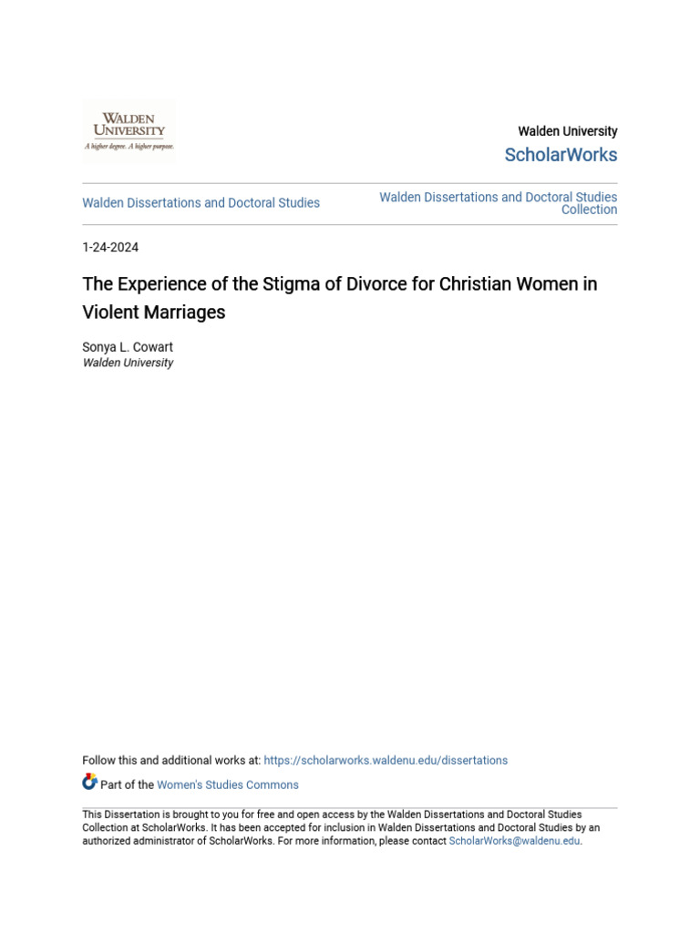 The Experience of The Stigma of Divorce For Christian Women in Vi | PDF ...