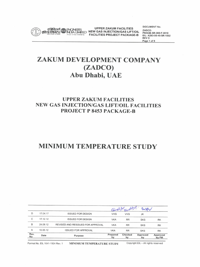 Upper Zakum Minimum Temperature Study | PDF | Valve | Temperature