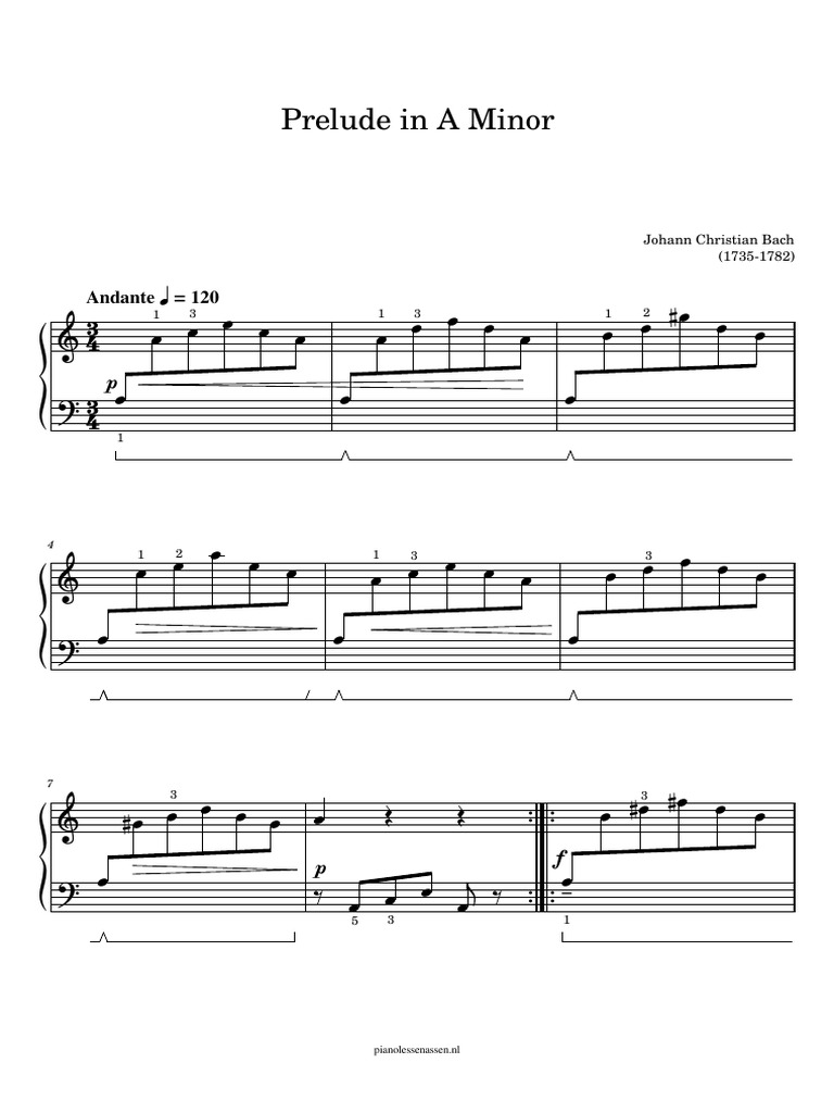 J.C. Bach: Prelude in A Minor | PDF | Johann Sebastian Bach | Public ...