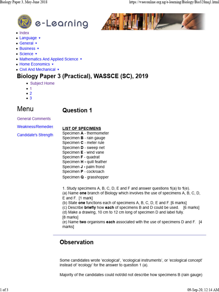 Biology Paper 3 - SC 2019 - Q1 | PDF | Rain