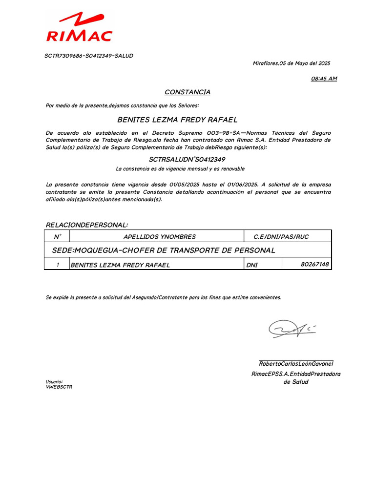 SCTR Mayo 2025 | PDF