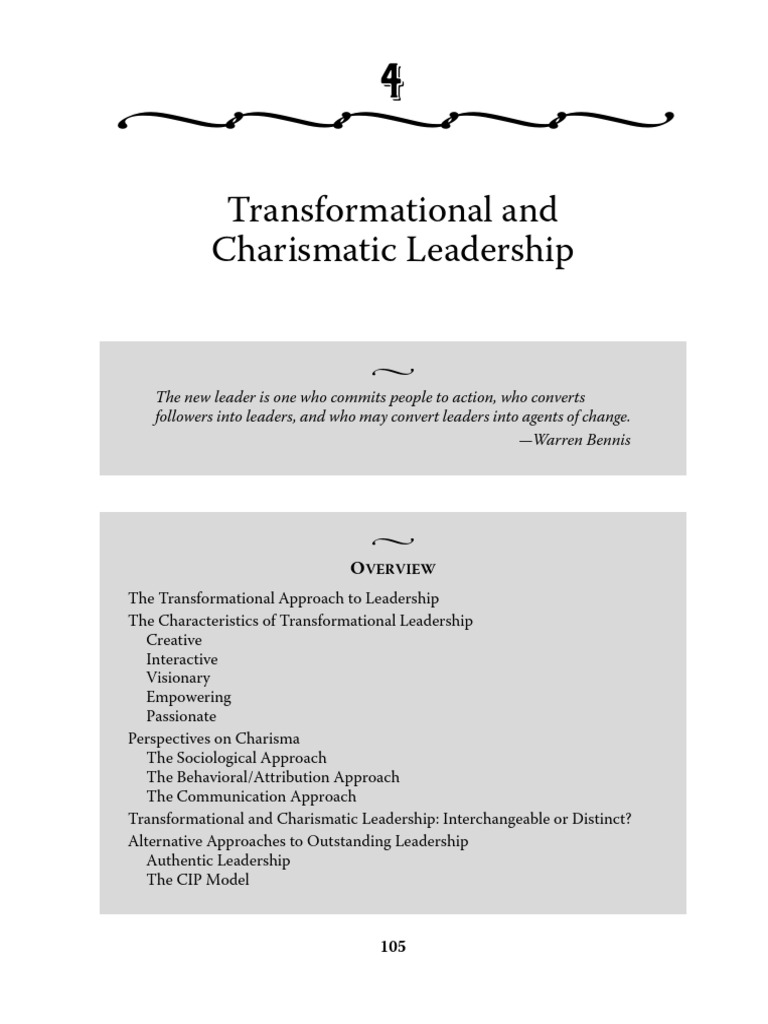 Chapter 4 - Transformational and Charismatic Leadership | PDF | Transformational Leadership ...