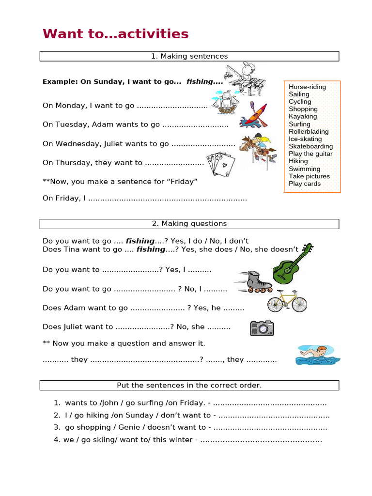 Want-To-Activities Handout | PDF