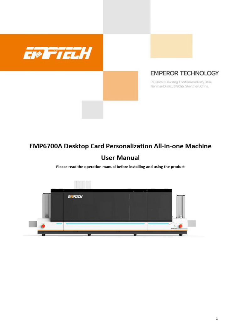 EMP6700A ID Personalization Machine Manual | PDF | Safety | Power Supply