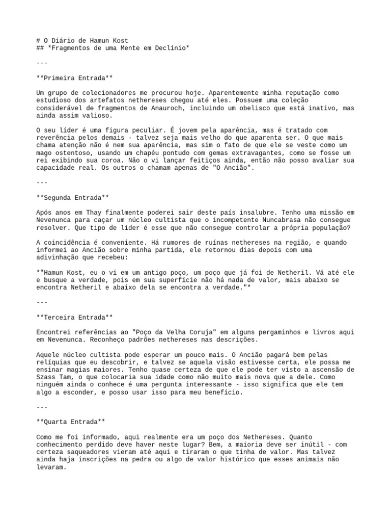 Hamun Kost - Anotações | PDF