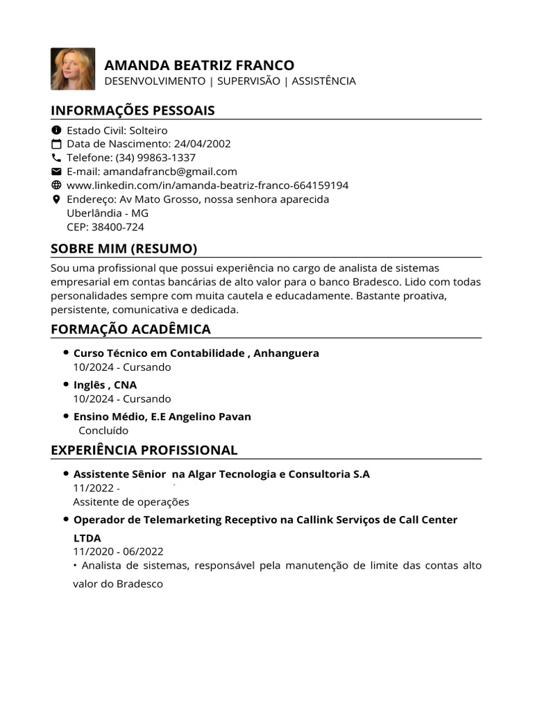 Currículo - Amanda Beatriz Franco Comprimido 3 | PDF