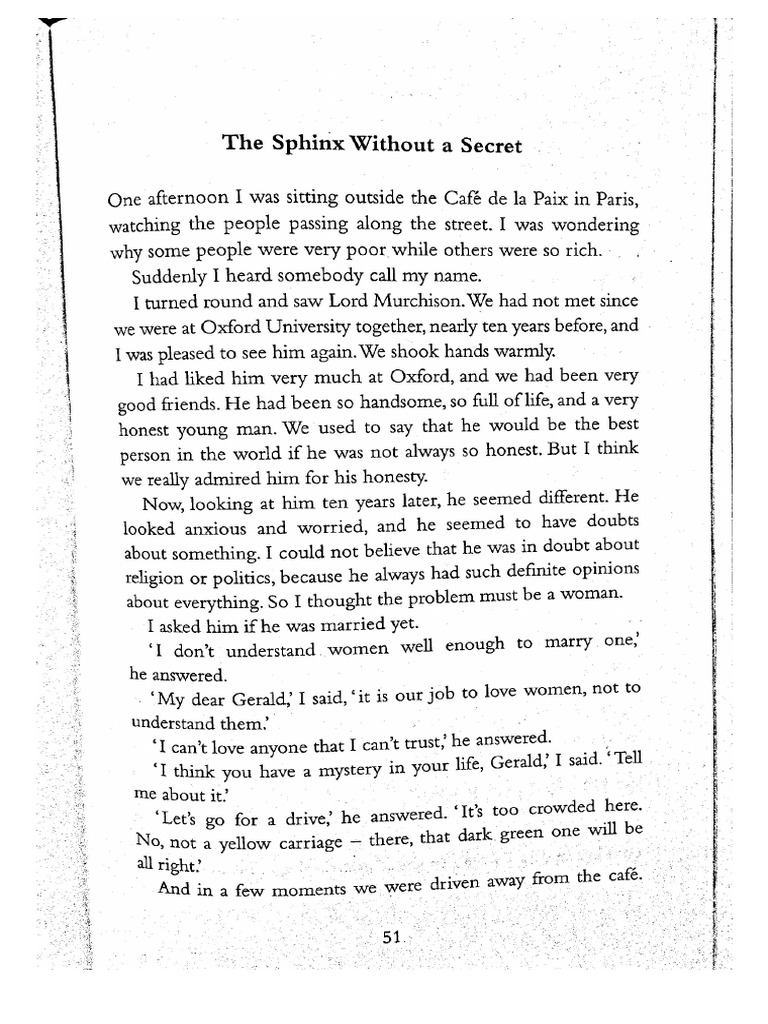 The Sphinx Without A Secret | PDF