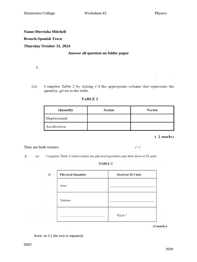 Physics Worksheet 2 Updated | PDF