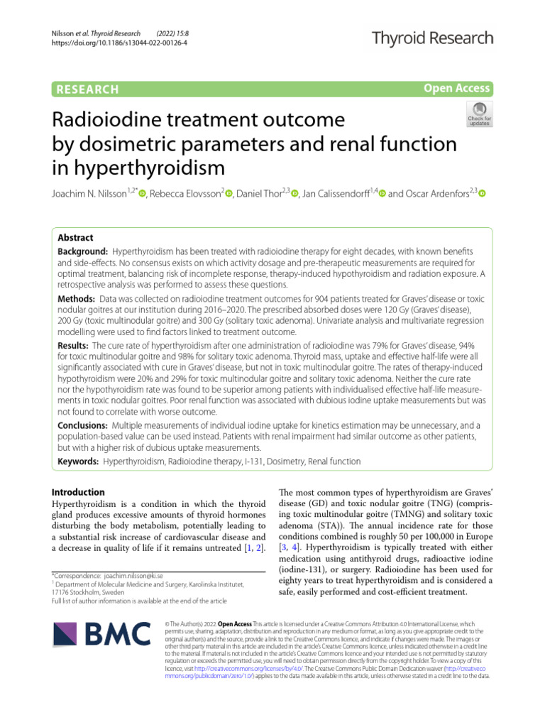 Radioiodine Treatment Outcome | PDF | Hyperthyroidism | Thyroid