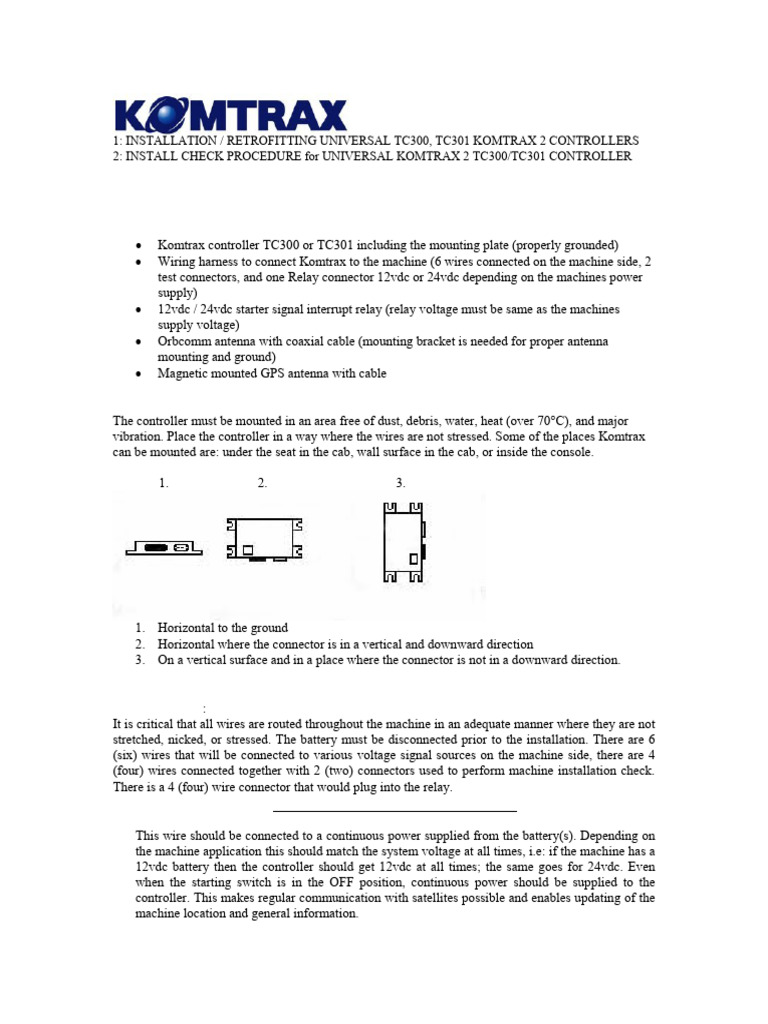 Universal Komtrax 2 TC300/TC301 Install Guide | PDF | Electrical ...