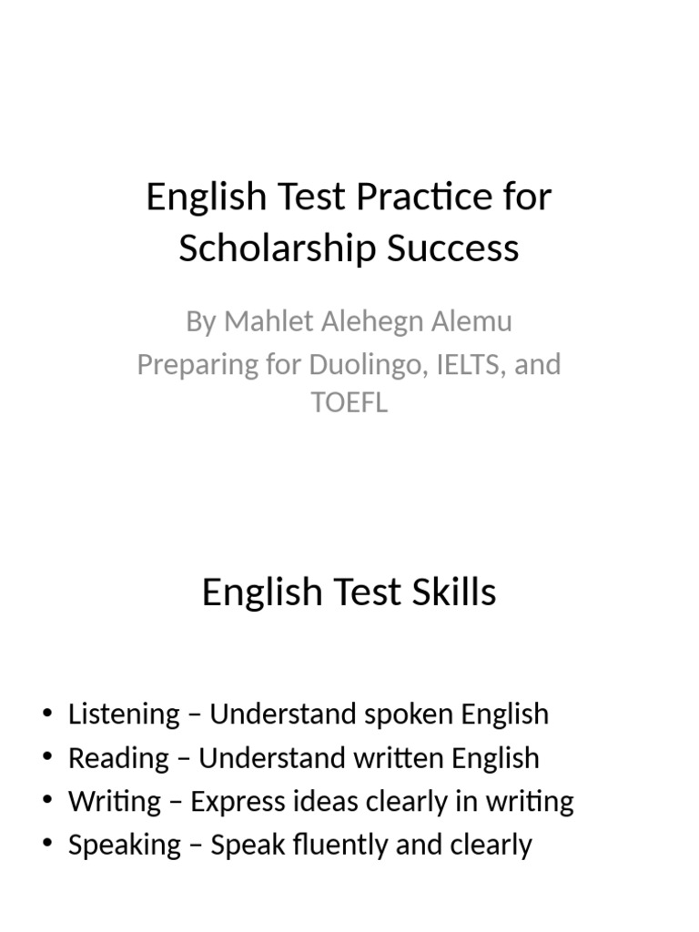 English Test Practice Mahlet | PDF | English Language | Learning