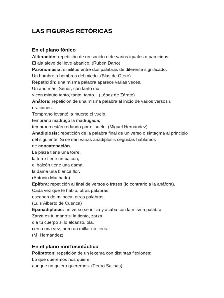 Figuras Retóricas en la Literatura | PDF | Metáfora | Palabra