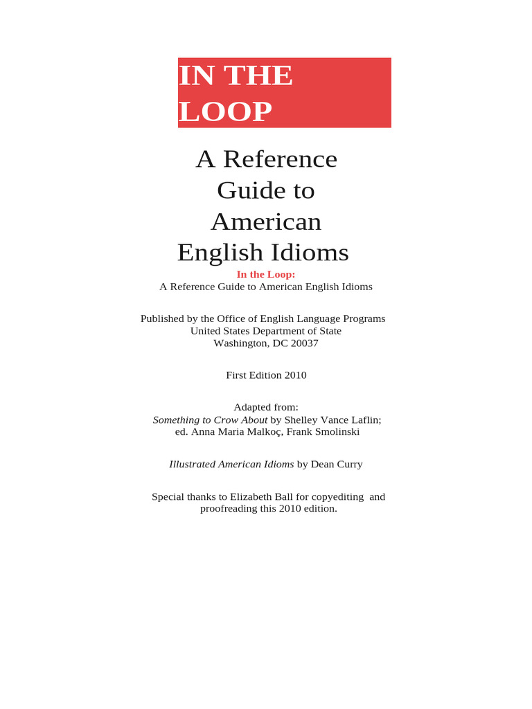 In The Loop Ref Guide To American Idioms | PDF | Pool (Cue Sports) | Idiom