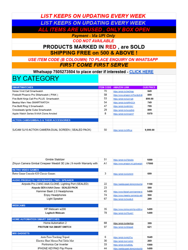 Clearance Sale - Part 2 - Sheet2 | PDF | Smartwatch | Consumer Electronics