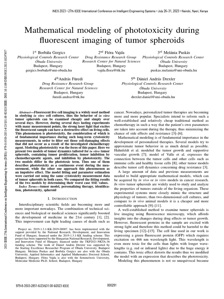 M2 Mathematical Modeling of Phototoxicity During Fluorescent Imaging of ...