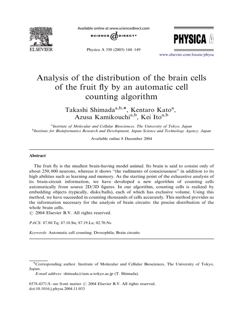 Analysis of The Distribution of The Brain Cells of The Fruit Fly by An ...