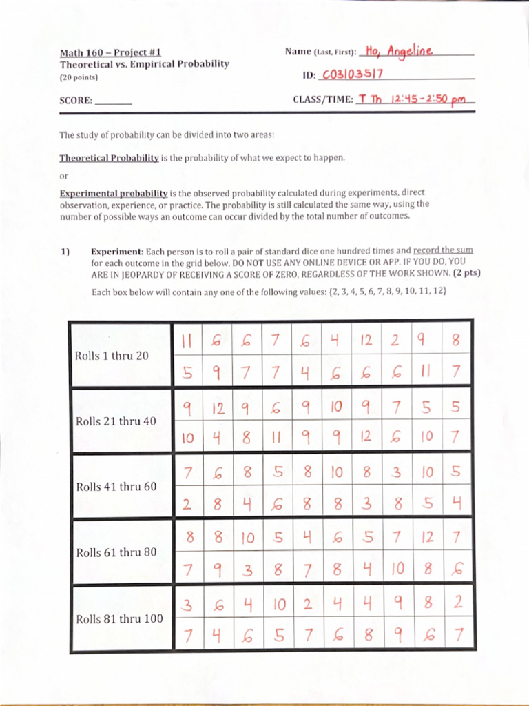 Math 160 - Project #1 | PDF