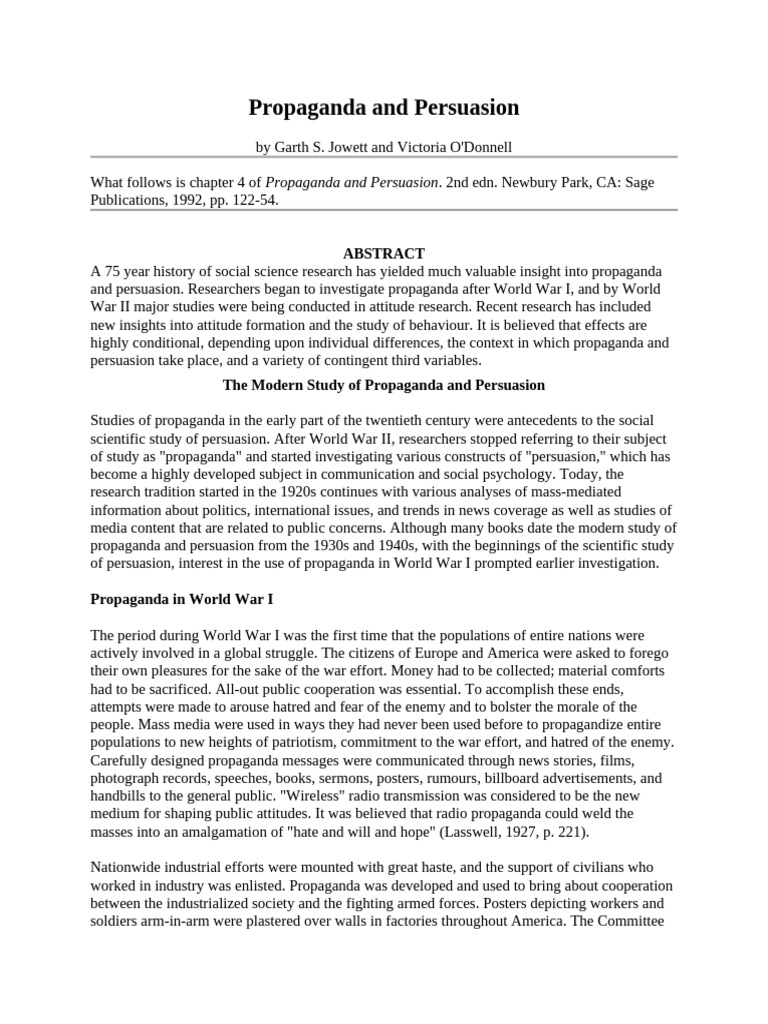 History of Propaganda and Persuasion | PDF | Attitude (Psychology ...