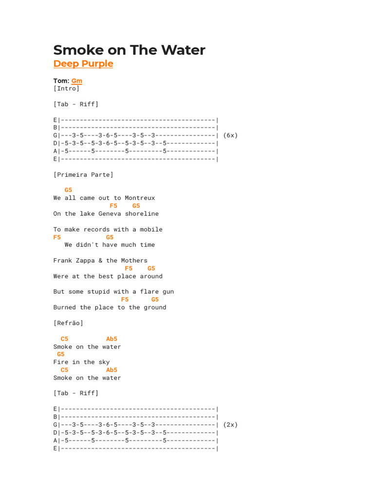 Smoke on the Water Guitar Tabs | PDF