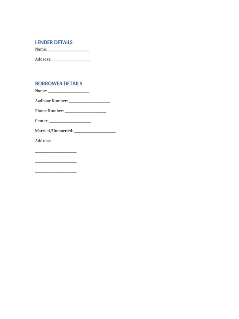 Lender Borrower Details | PDF