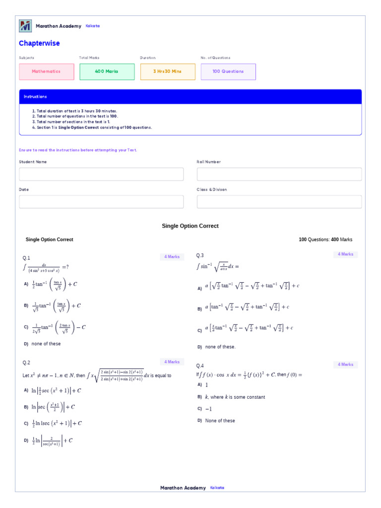 Indefinite Integration Ques 3 | PDF | Integral | Function (Mathematics)