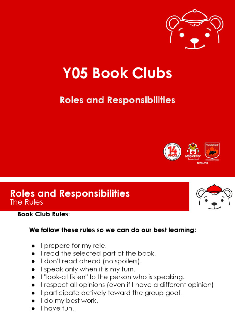 Year 05 Book Clubs - Roles and Responsibilities | PDF | Human Communication