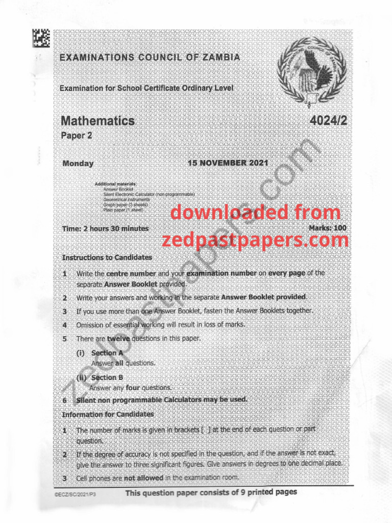 g12 Maths p2 2021 Internal | PDF