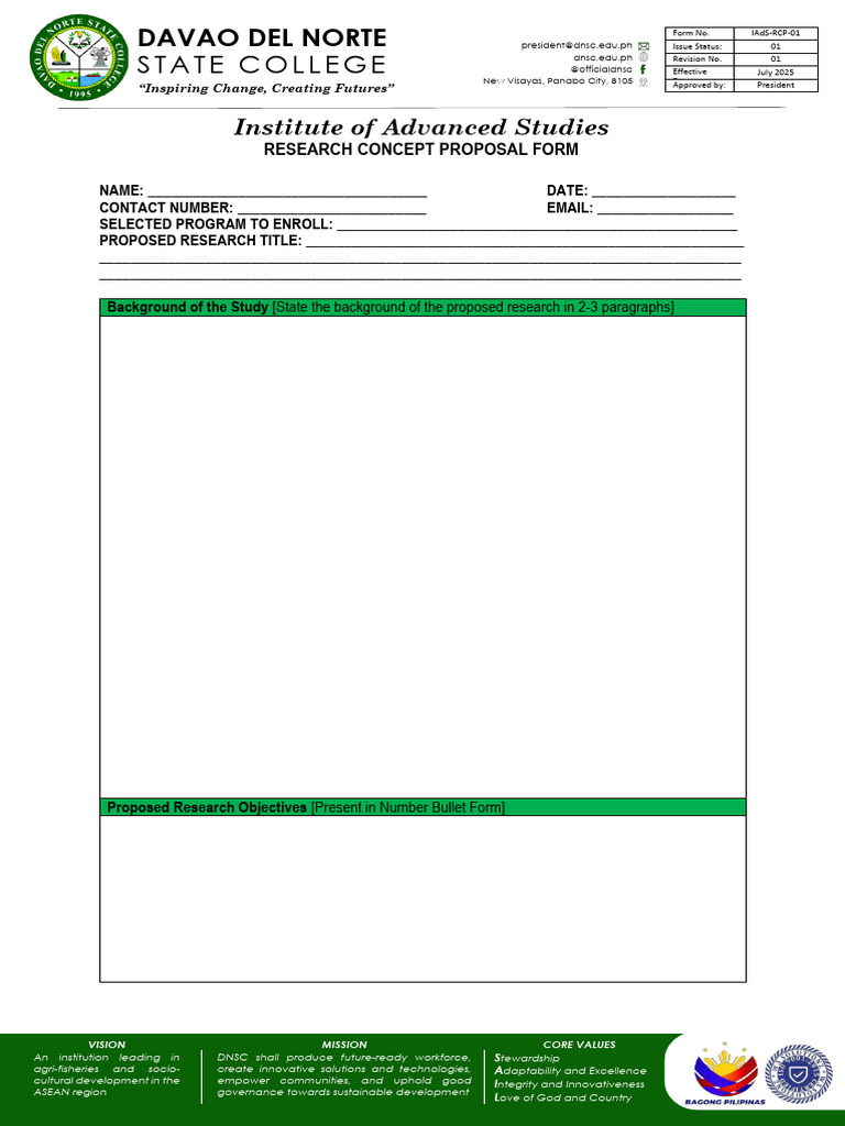 Research Concept Proposal Form | PDF