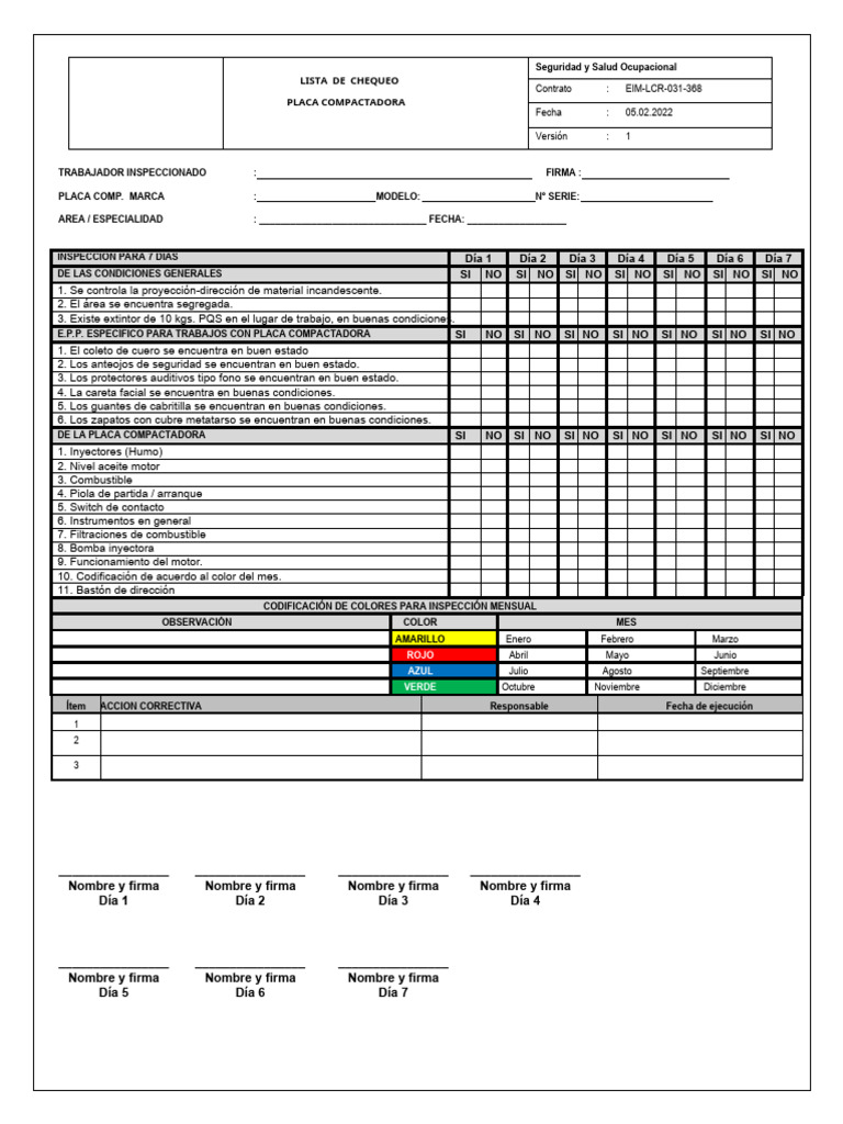 Check List Placa Compactadora | PDF