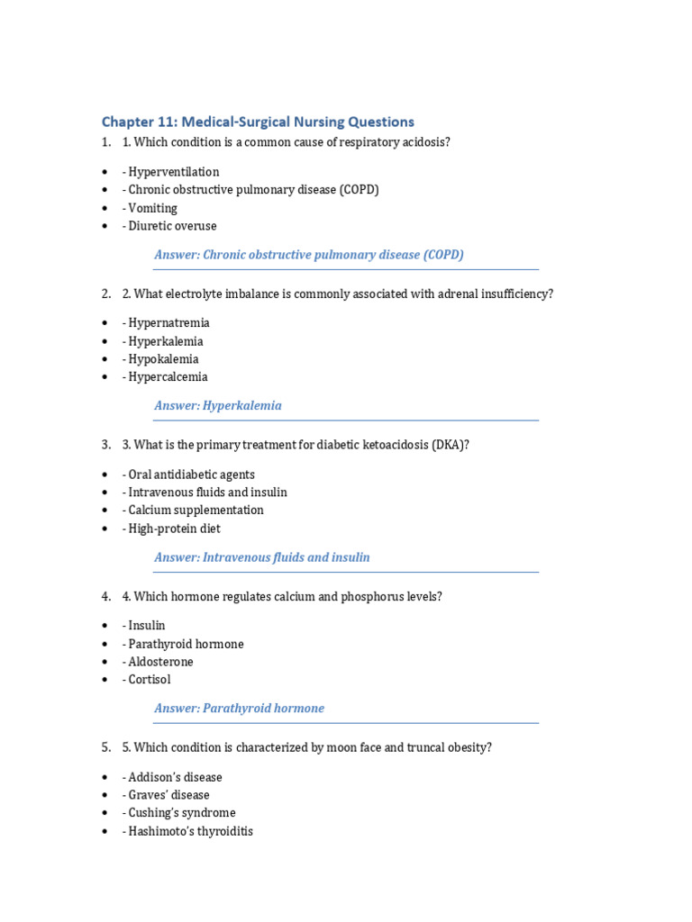 Medical-Surgical Nursing Quiz Questions | PDF | Medical Specialties ...