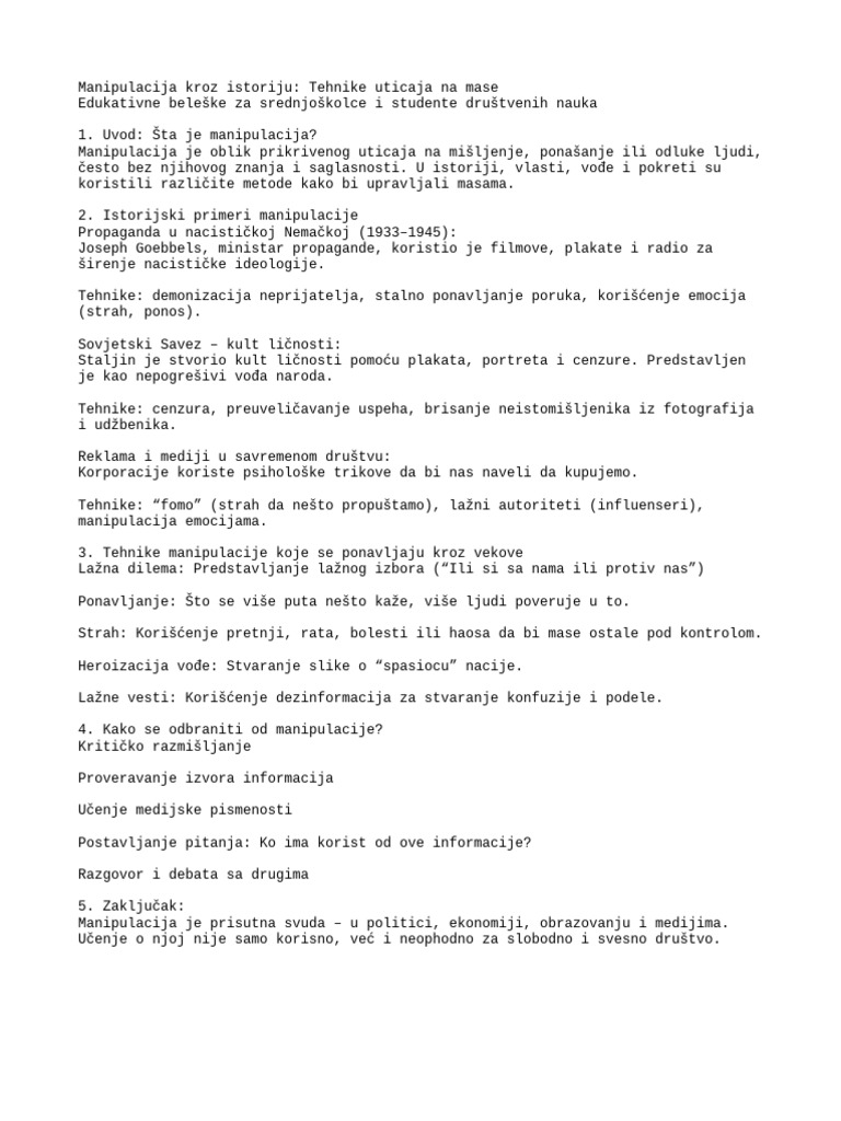 Manipulacija Kroz Istoriju Tehnike | PDF