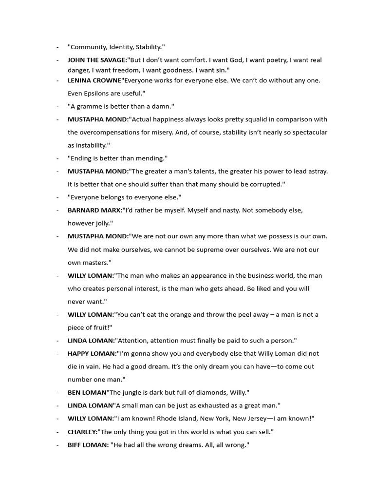 Quotes on Identity and Ambition | PDF