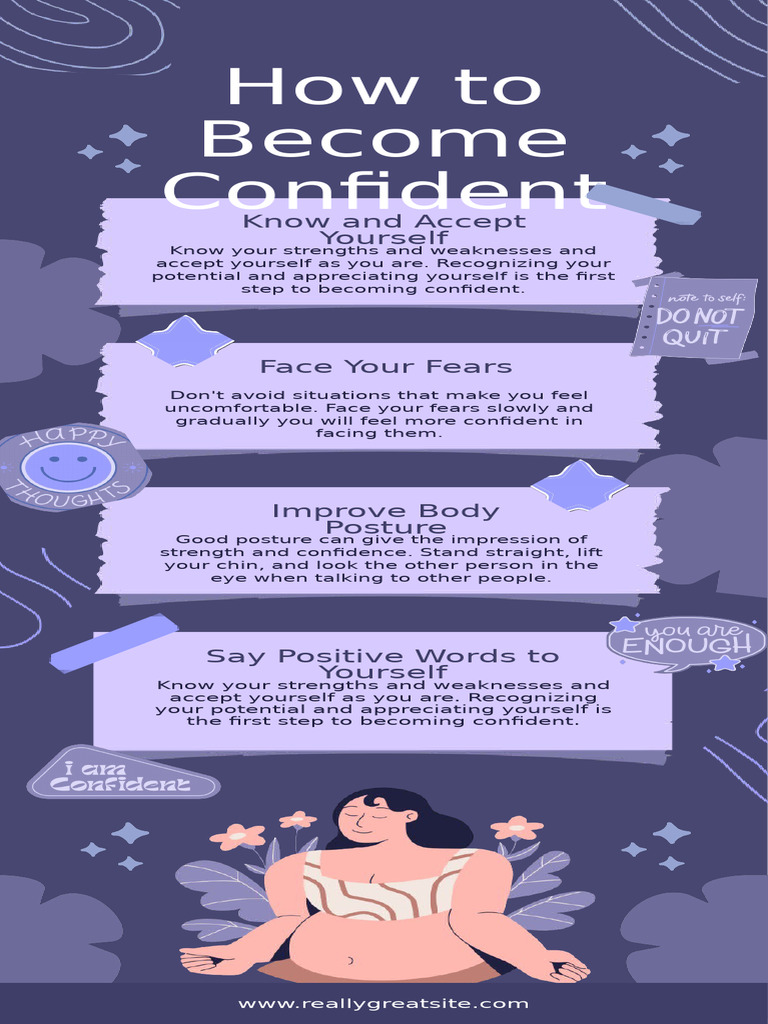 Purple Illustrative How To Become Confident Infographic | PDF
