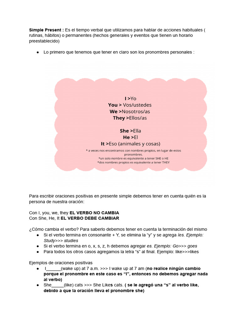 Resumen del Presente Simple | PDF