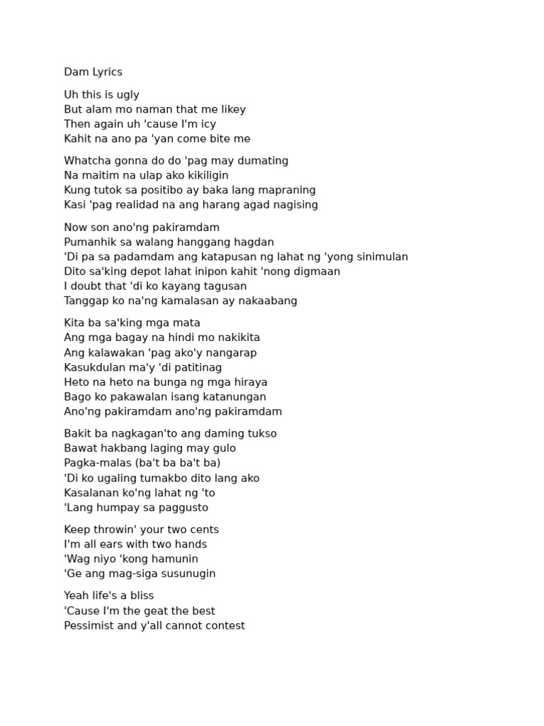 Dam Lyrics | PDF