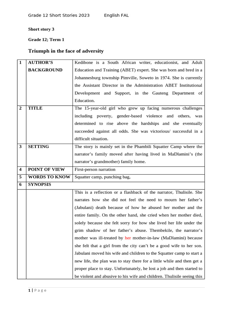 Triumph in The Face of Adversity Draft | PDF