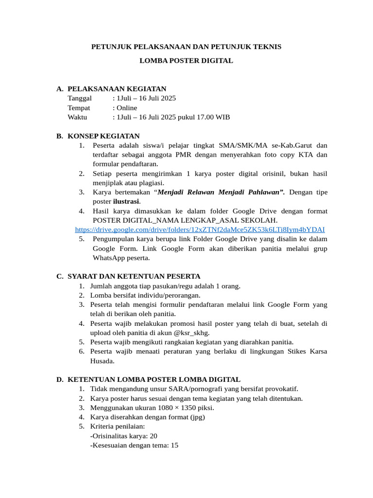 Petunjuk Pelaksanaan Dan Petunjuk Teknis Lomba Poster | PDF
