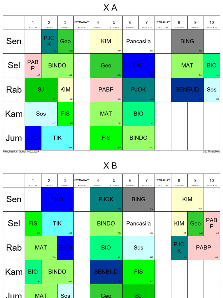 Jadwal Normal Per Kelas (40) | PDF