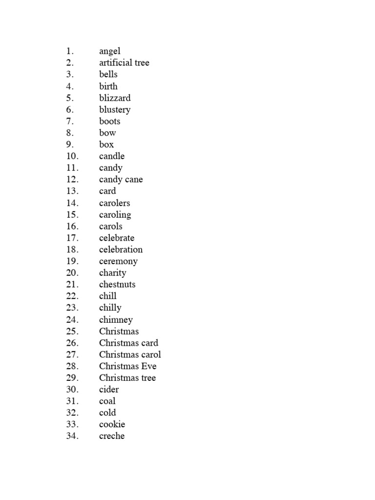 Christmas Spelling List | PDF