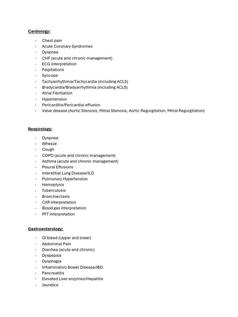 Internal Medicine Topics Overview | PDF | Medicine | Medical Specialties