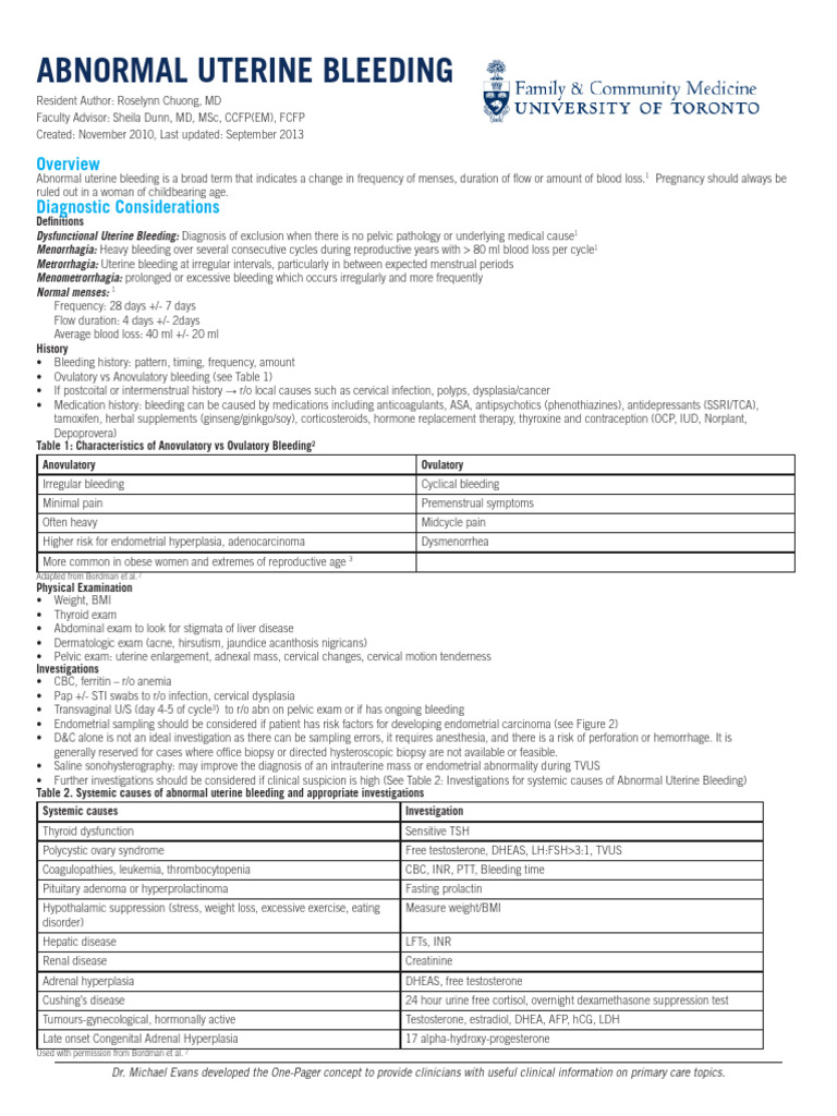 Understanding Abnormal Uterine Bleeding | PDF | Combined Oral ...