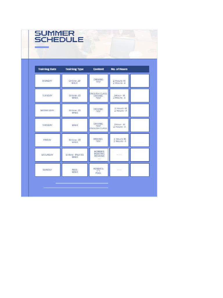 Summer Schedule | PDF